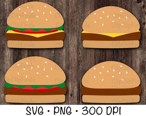 Hamburger SVG Burgers Clipart Plain Hamburger Cheeseburger No