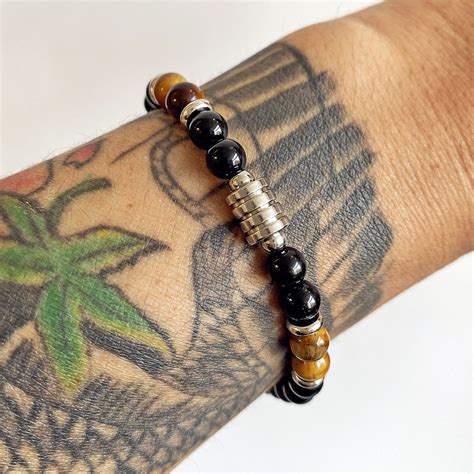 Bracelet En Perles D Oeil De Tigre Et Acier Inoxydable Chakras Shop