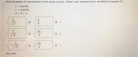solved find all points of intersection of the given curves