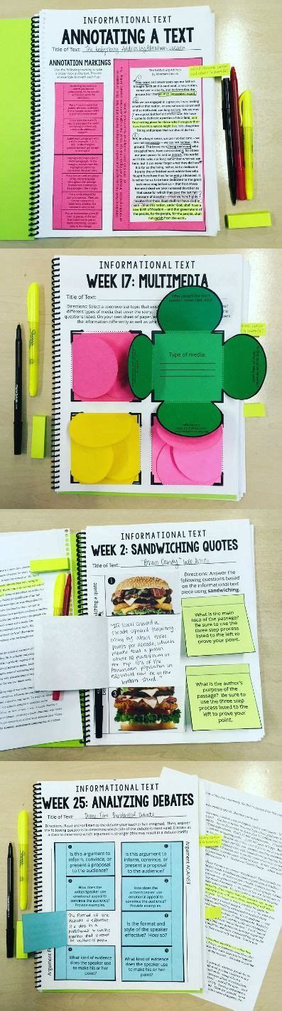 Informational Text Interactive Notebook For Grades 7 12 Teaching