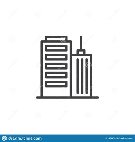 L nea Icono De Los Edificios De Oficinas Ilustración del Vector