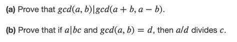 solved a prove that god a b gcd a b a b b prove