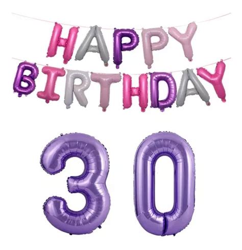 Globo Metalico Letras Morado Rosa Happy Birthday Fiesta Cuotas Sin