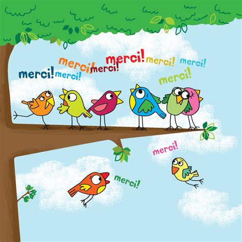Carte remerciement Cécile Drevon Merci oiseaux Editions Côté Bord eau