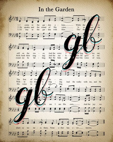 In The Garden Printable Vintage Sheet Music Christian Hymn Etsy