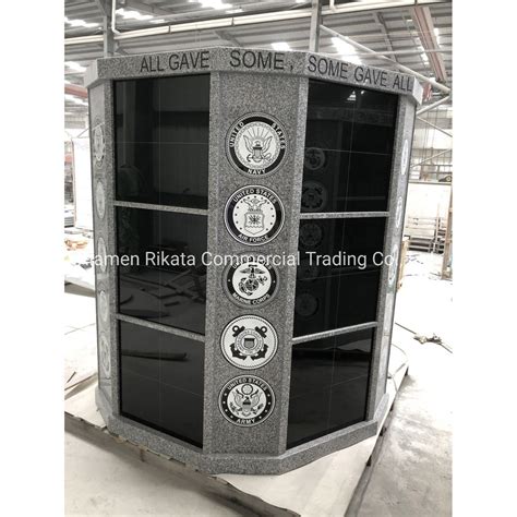 72 Niche Granite Polygonal Custom Columbarium With Emblems On Six Sides