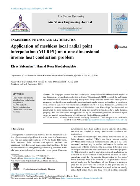 pdf application of meshless local radial point interpolation mlrpi on a one dimensional