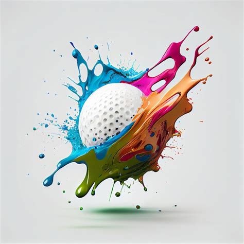 Premium Photo Golf Ball Or Golfball With Abstract Paint Splash 3d