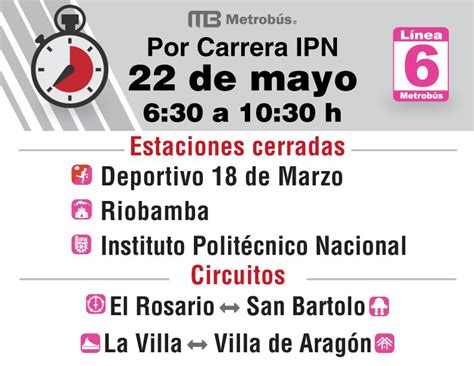 Metrobús CDMX on Twitter AVISO Por CarreraIPN este domingo 22 de