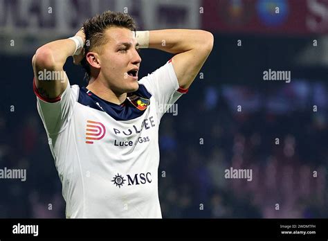 Salerno Italien Januar 2024 Mateo Retegui Von Genua CFC Feiert Am 21