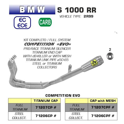 Ligne complète pot d Échappement ARROW compétition evo avec silencieux