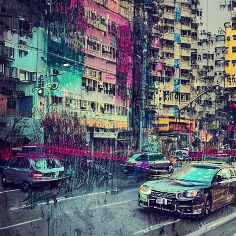 A Messy Portrait Of A Busy Hong Kong Street Corner In Stable