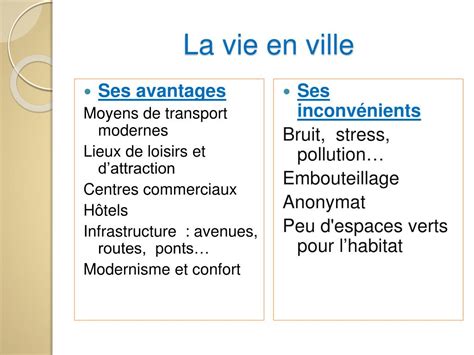 PPT La vie en ville et la vie à la campagne PowerPoint Presentation