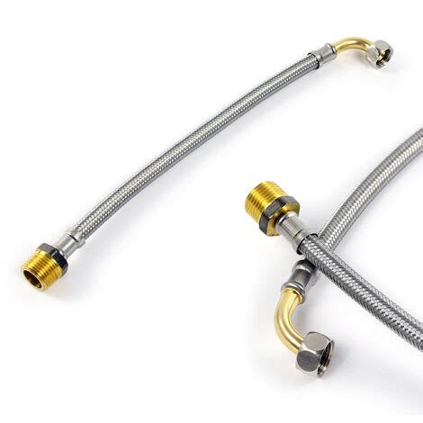 XPOtool Tuyau blindé Flexible 600mm DN8 Raccord coudé 3 8 14 95mm