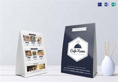 Cafe Menu Table Tent Design Template In PSD Word Publisher