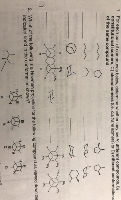 solved 1 for each pair of compounds below determine