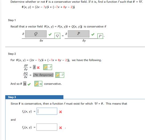 solved determine whether or not f is a conservative vector