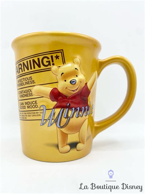 Tasse Winnie L Ourson Warning Disneyland Paris Mug Disney Jaune Orange