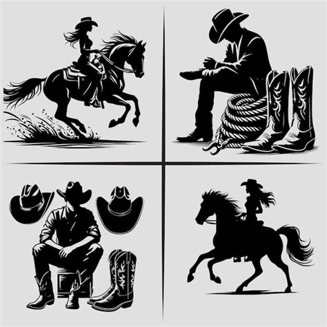 Premium Vector Cowboy Cowgirl Bundle Svg Vector Silhouette File