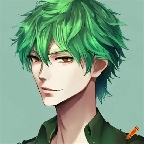 Anime Style Character With Green Hair And Brown Eyes On Craiyon