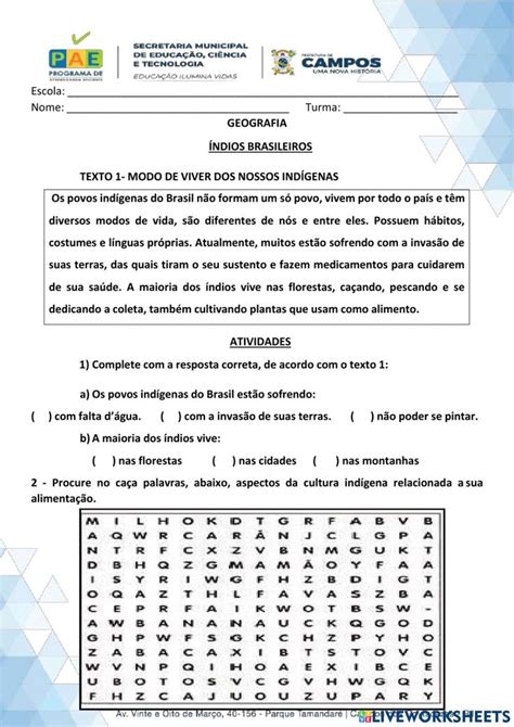 Formação do povo brasileiro activity