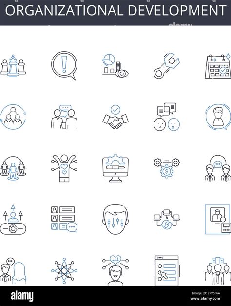 Organizational Development Line Icons Collection Business Strategy