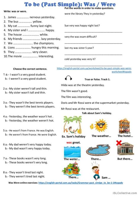 Simple Past Verb To Be Was Were Esl Worksheet By Off