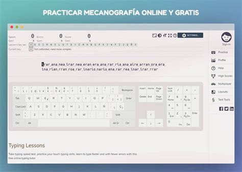 Practicar mecanografía online y gratis en la página de keybr