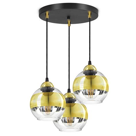 Lampa Sufitowa Żyrandol Czarna Złota GLASS EZ3 LED Lampa Sufitowa 502