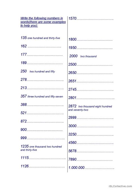 Numbers English Esl Worksheets Pdf Doc