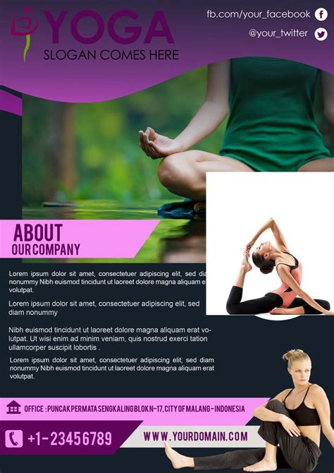 Flyer Volantino Pubblicitario Biglietto Da Visita Per Corsi Di Yoga