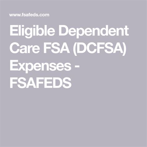 Eligible Dependent Care FSA Expenses