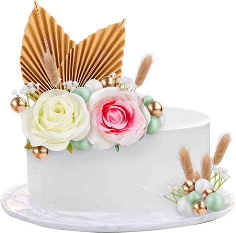 ZOULID 45 Stück Boho Tortendeko Kuchen Dekoration Kugel Palmblätter