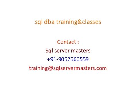 sql dba trainingandclasses