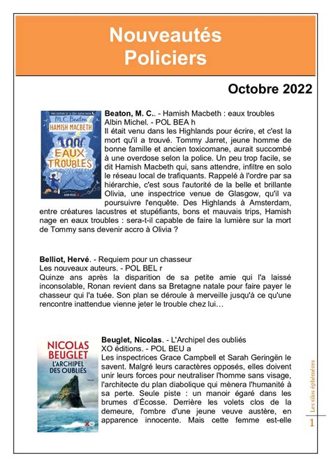 Calaméo Liste des nouveautés Policiers Octobre 2022