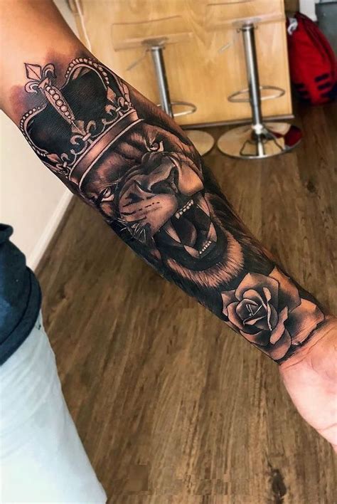 Roaring Lion With Crown Tattoo Hot Sex Picture