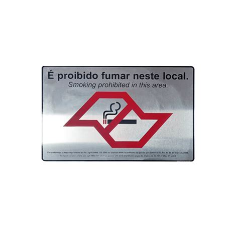 Placa Sinalização Adesiva Proibido Fumar Aluminio 15x23Cm Leroy Merlin