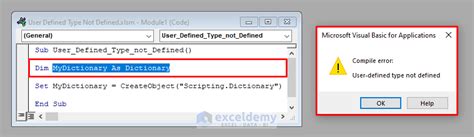 [solved] user defined type not defined in excel vba 2 quick methods