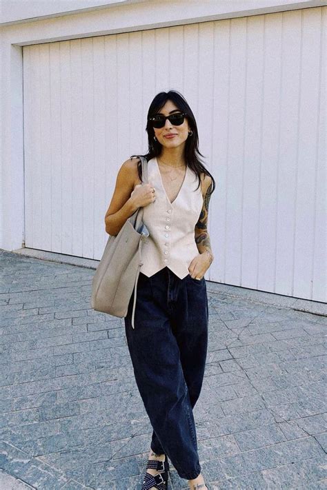 Look confortável colete de alfaiataria Casual Vest Outfits Outfit