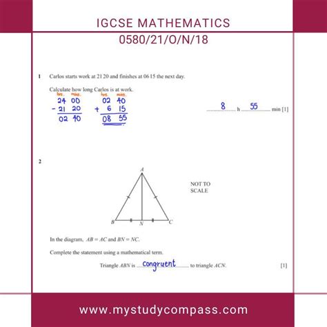 cie igcse maths 0580 21 o n 18 solved past paper questions 1and2 igcse maths math maths