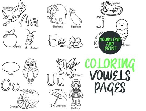 Coloring Vowels Pages Etsy Australia