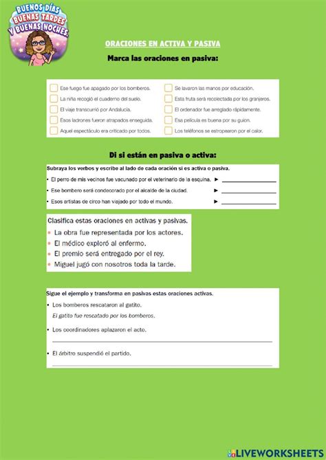 Voz Activa Y Pasiva Exercise