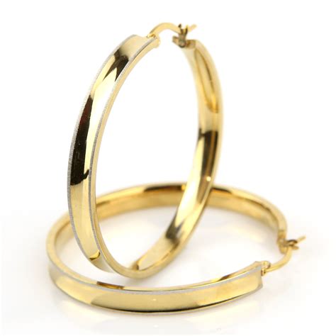 Créoles acier creuse boucles d oreilles femme BOSF8 Doré BIJOUX