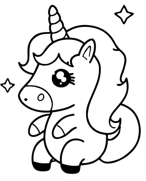 Coloriage Licorne Kawaii à imprimer sur ColoriageEnfant