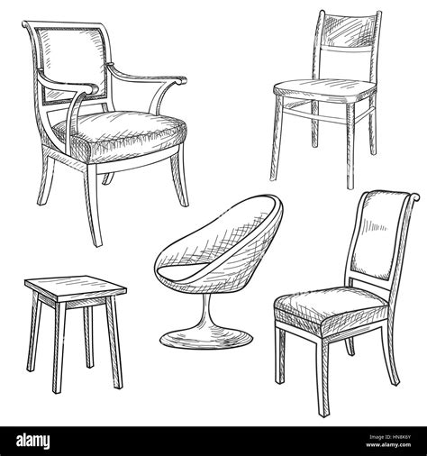 Conjunto De Muebles Detalles Interiores Colecci N De Esquema Silla