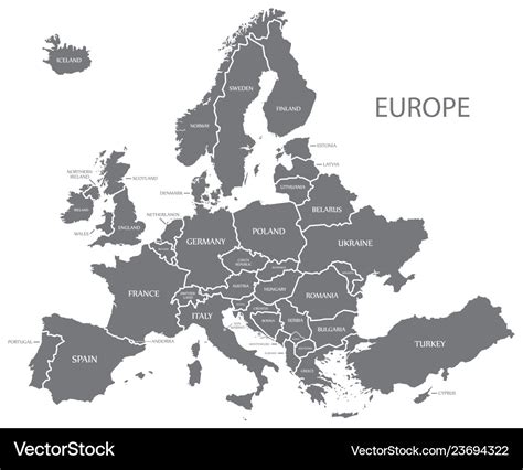 Modern Map Europe With Countries And Labels Vector Image