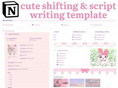 Cute Notion Reality Shifting Script Hub Digital Cute Pastel Aesthetic
