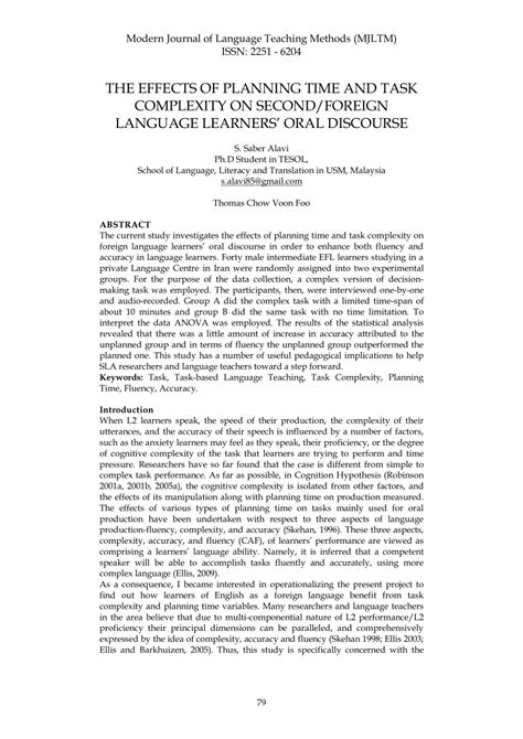 pdf modern journal of language teaching methods mjltm the effects of planning time and task