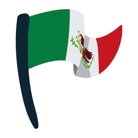 Premium Vector Mexican Flag Waving In Pole Isolated