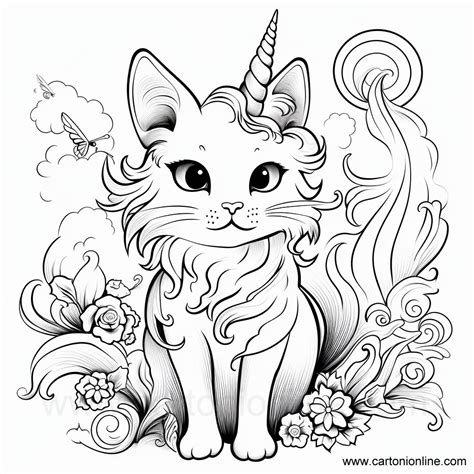 Disegno Di Gatto Unicorno Da Colorare